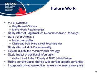 Synthese Recommender System | PPT | Computing | Technology & Computing