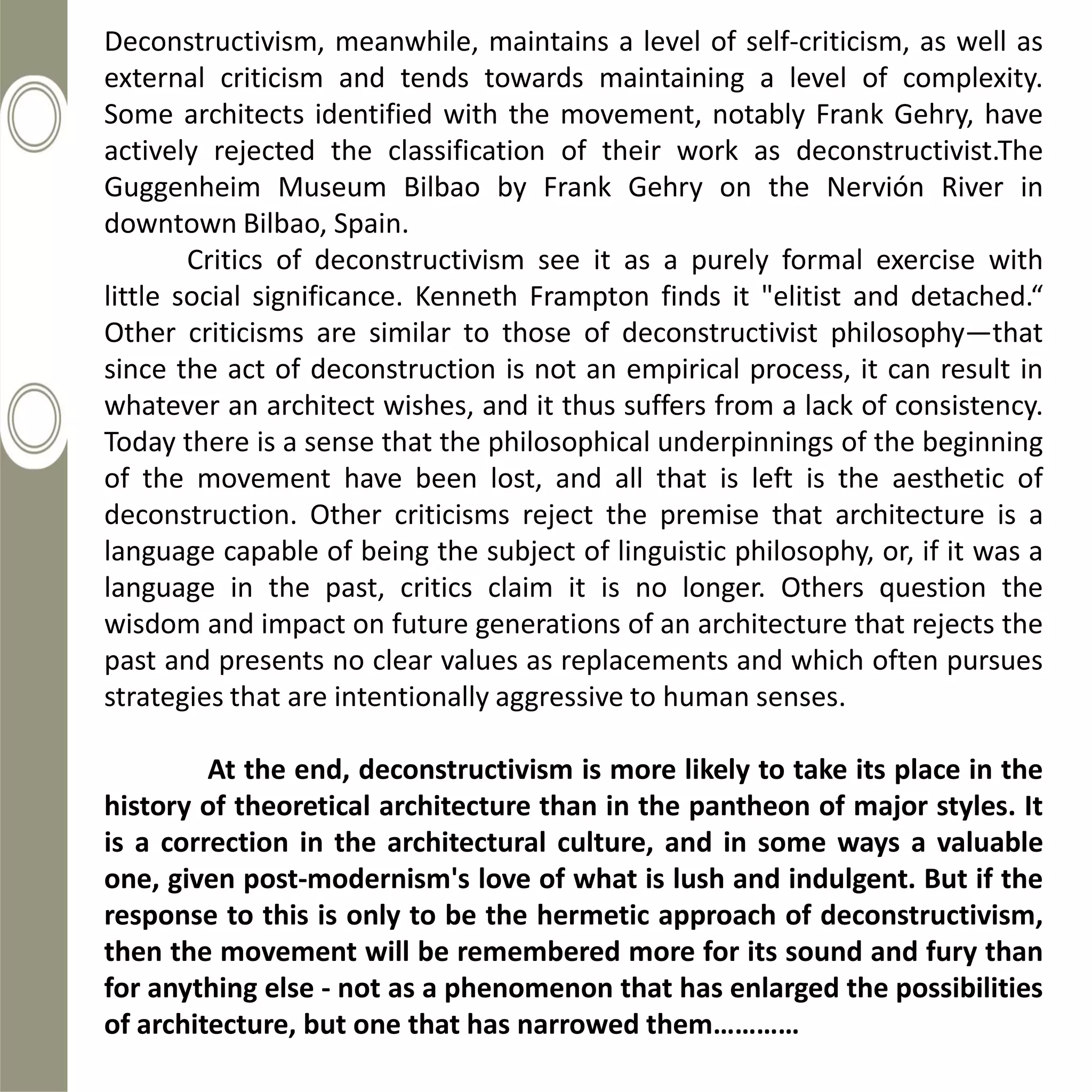 Synthesis - Deconstructivism in Architecture | PDF