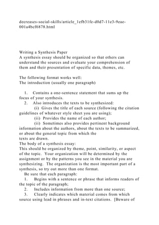 Synthesis #1 Assignment SheetOverviewHaving the Critique u.docx