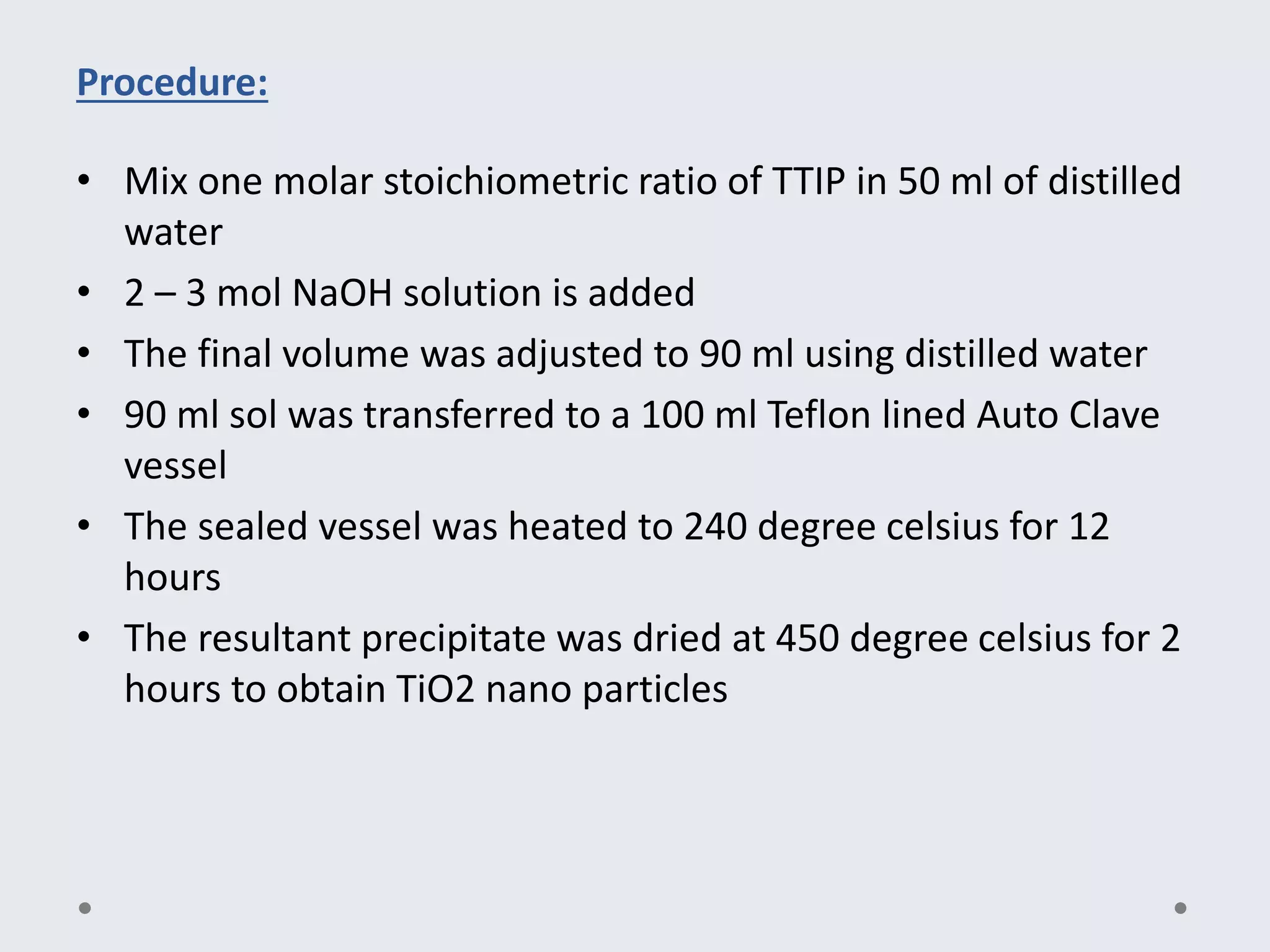 Synthesis and characterization of nano tio2 via different methods | PPTX