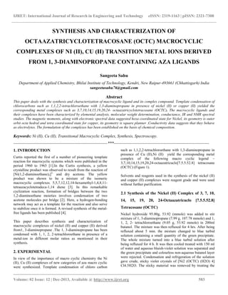 Synthesis and characterization of octaazatricyclotetracosane (octc ...