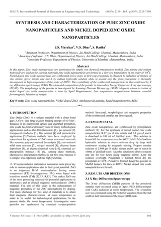 Synthesis and characterization of pure zinc oxide nanoparticles and nickel doped zinc oxide ...