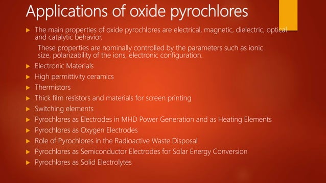 Synthesis and characterization of pyrochlore (Gd2Ti2O7) | PPT