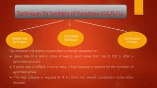 Synthesis and characterization of pyrochlore (Gd2Ti2O7) | PPT