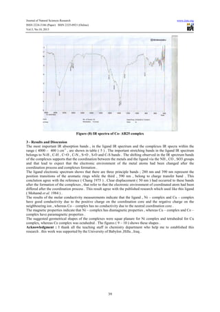 Synthesis and identification of nickel (ll) , cobalt (ll) and copper (ll) complexes with the ...