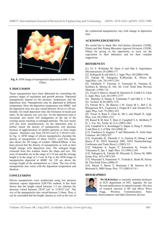Synthesis and morphology of silicon nanoparticles by | PDF