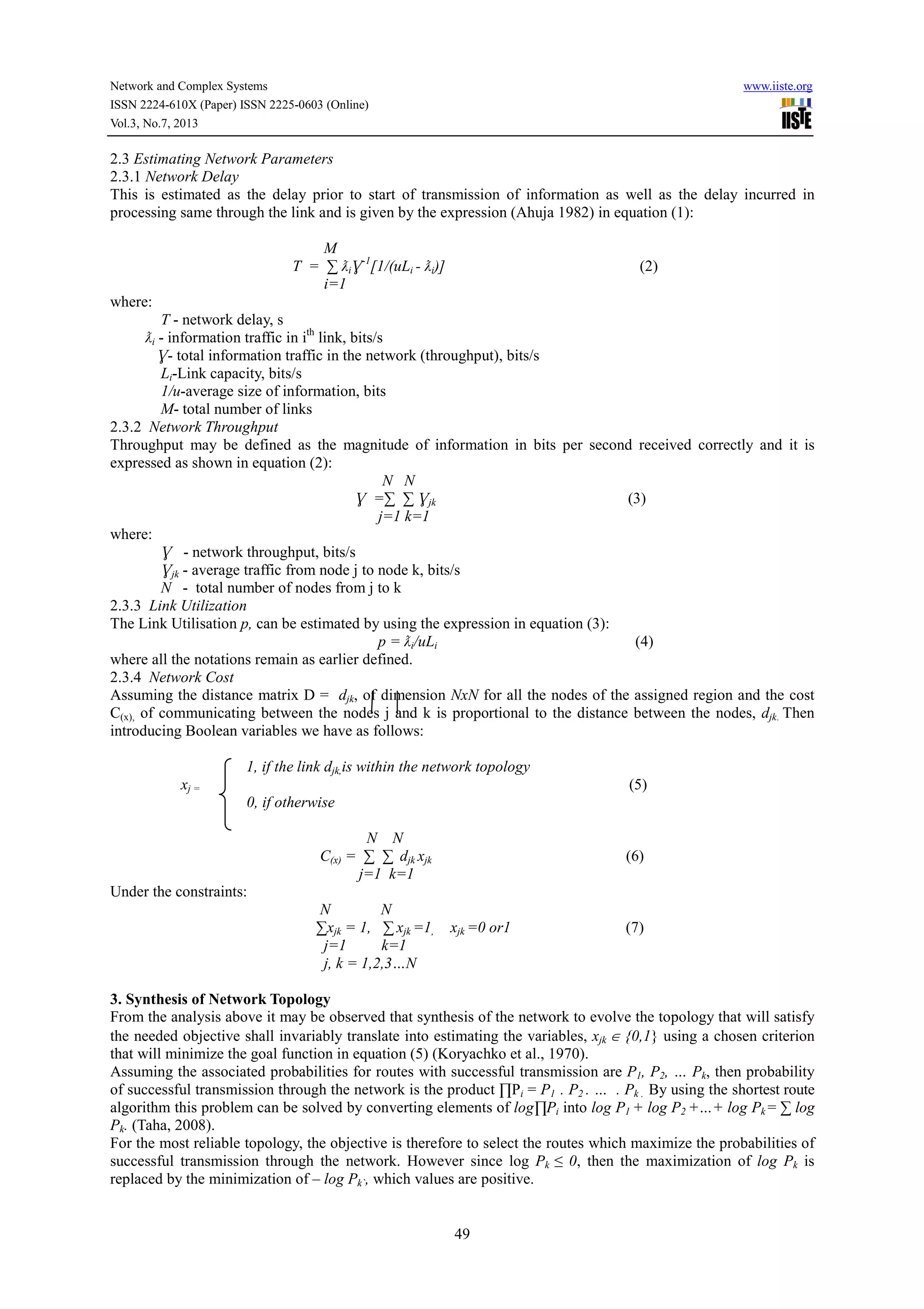 Synthesis and performance analysis of network topology using graph theory | PDF