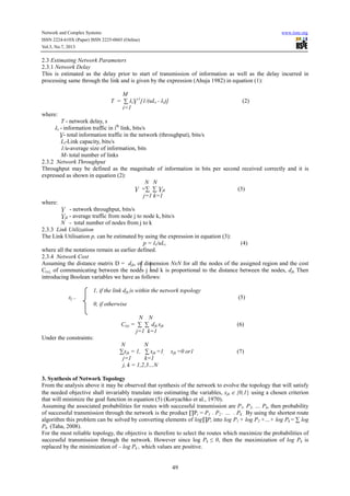 Synthesis and performance analysis of network topology using graph ...