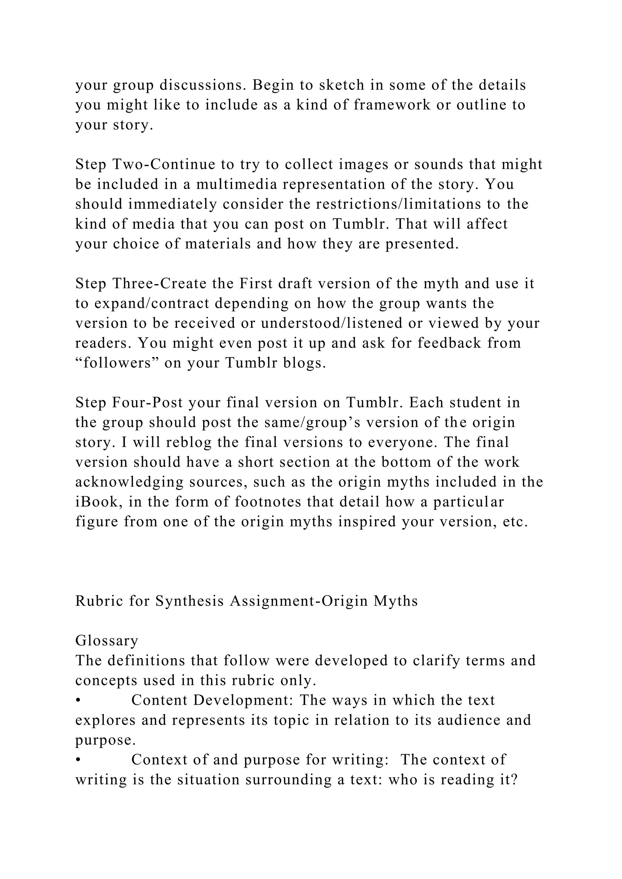 Synthesis Assignment Instructions And Rubricsynthesis Essaydocx