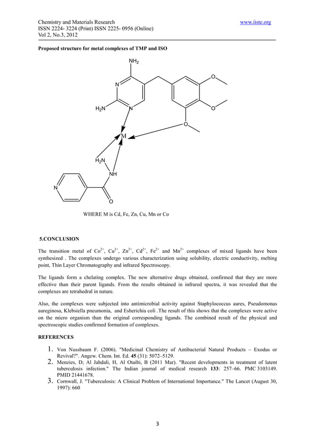 Synthesis, characterization and antimicrobial study of mixed isoniazid | PDF | Chemistry | Science