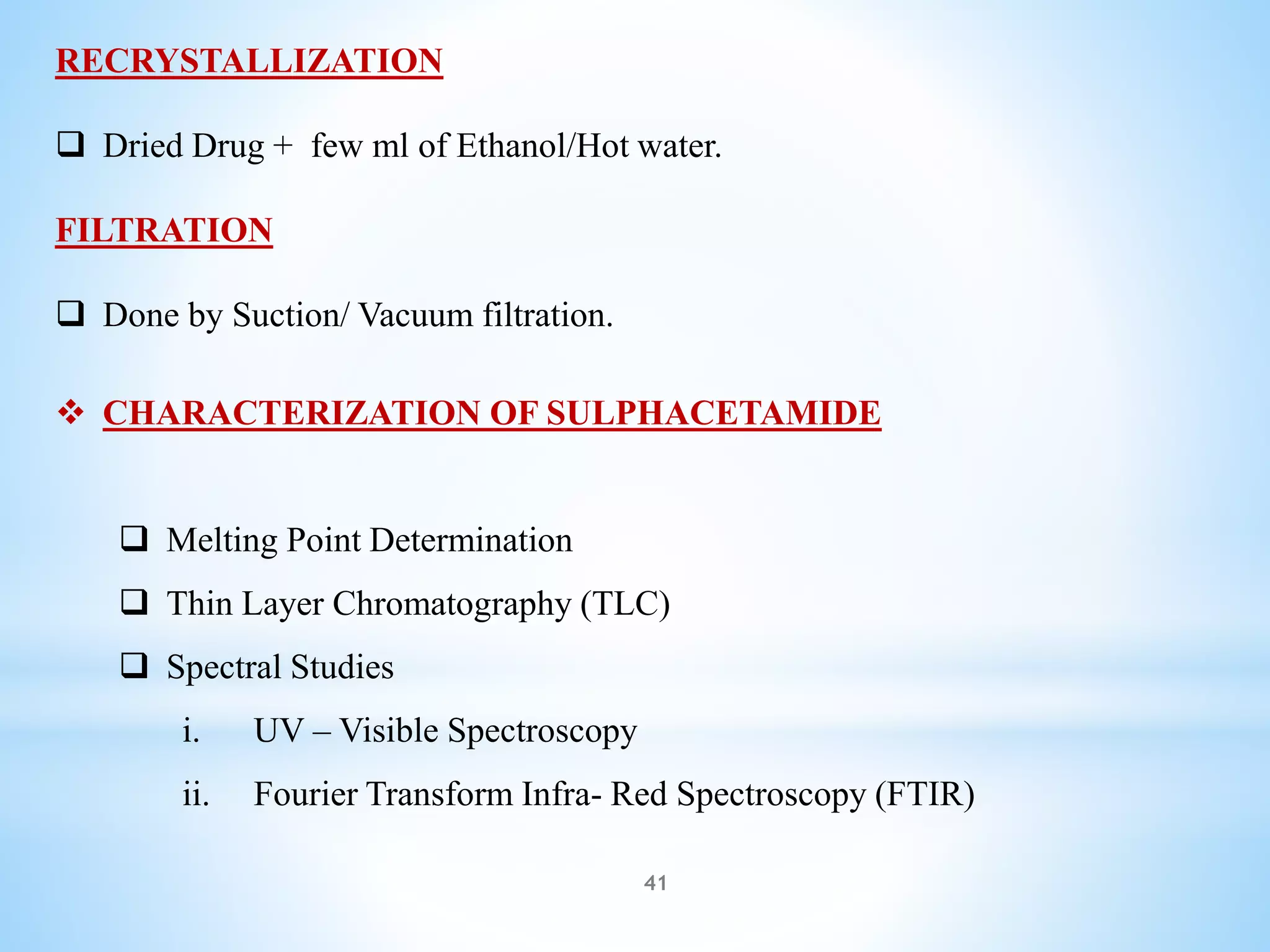Synthesis, characterization and molecular docking of sulphacetamide | PPTX