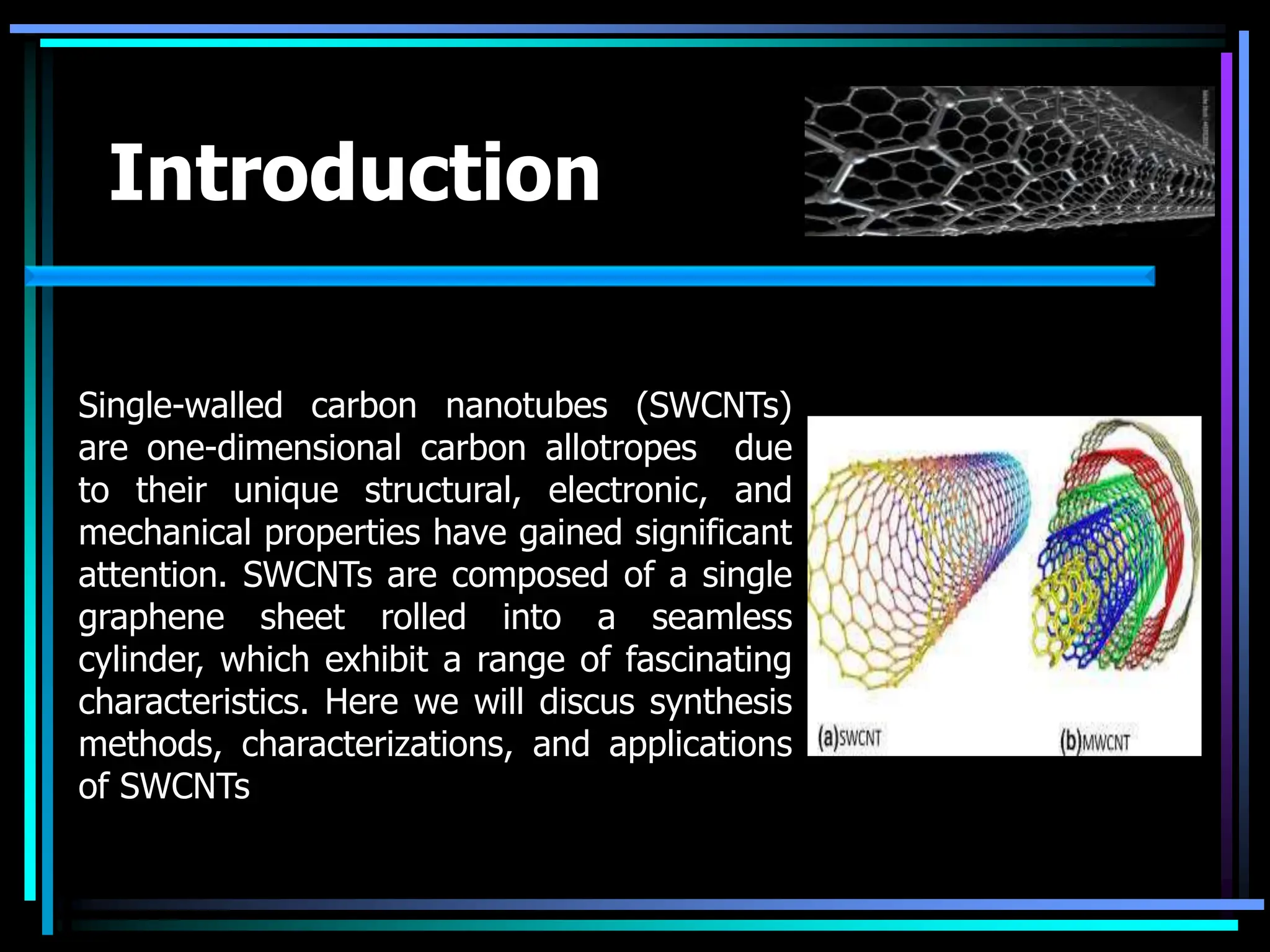 Synthesischaratarizes And Applications Of Sigle Walled Carbon Nano Tubesppt