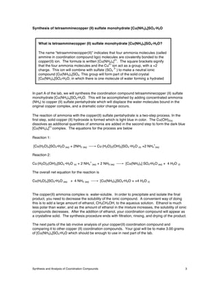 Synthesiscoordinationcompounds | PDF