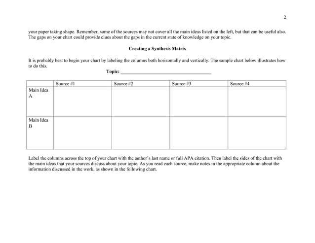 Synthesis Matrix example para trabajos de administracion | DOCX