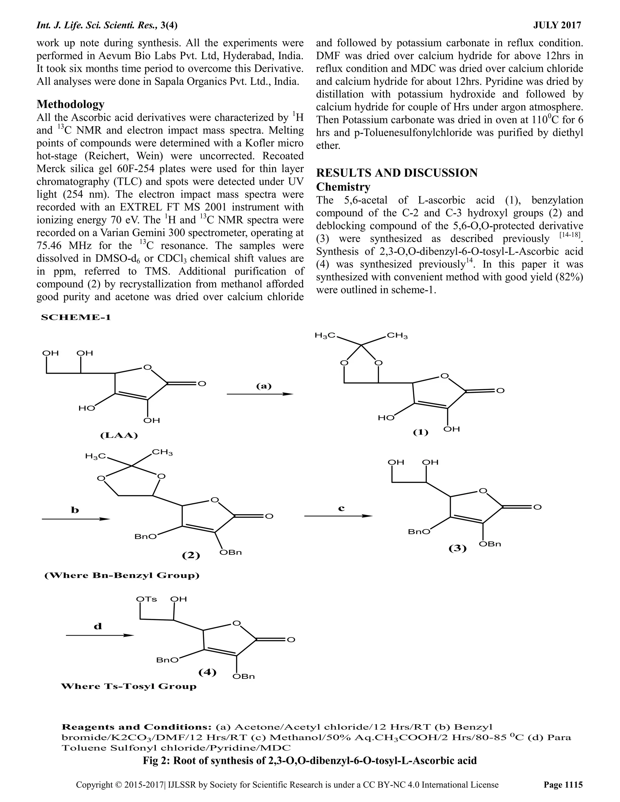 Synthesis of 2,3 o,o-dibenzyl-6-o-tosyl-l-ascorbic acid | PDF