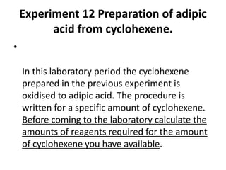 Synthesis of adipdic acid organic lab | PPTX