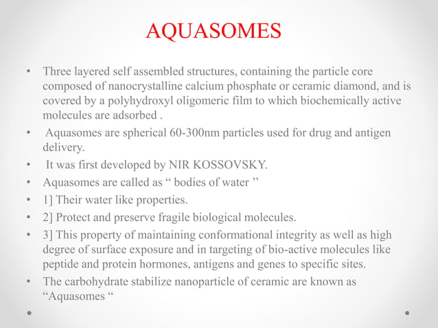 Synthesis of aquasomes | PPT