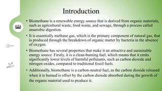 Synthesis of Bio-Methane from Organic Matter and Bio-Gas | PPTX