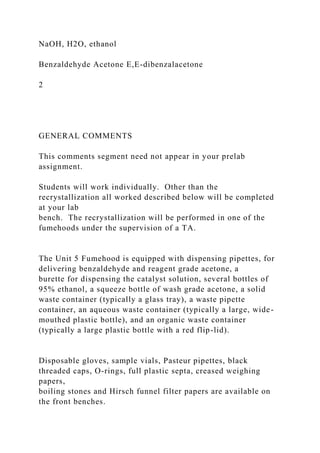 Synthesis of E, E-dibenzalacetone (E, E-DBA) Lab ReportN.docx