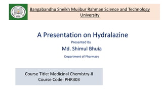 Synthesis of hydralazine | PPTX