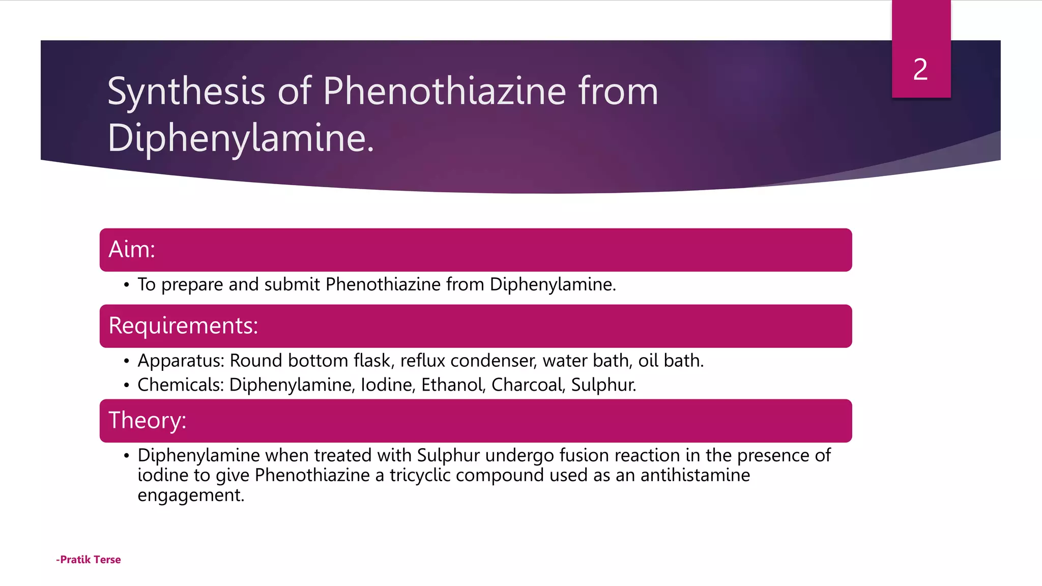 Synthesis of Phenothiazine from Diphenylamine.pptx