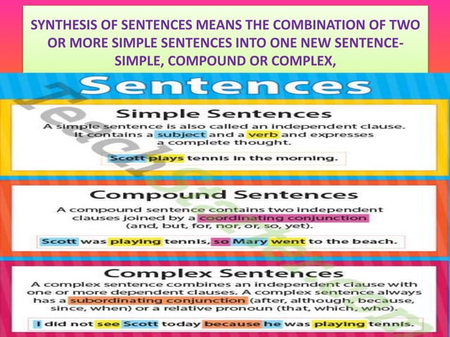 SYNTHESIS OF SENTENCES PPT FOR ENGLISH FL | PPT