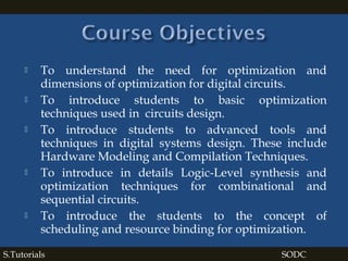 Synthesis & optimization of digital circuits | PPT