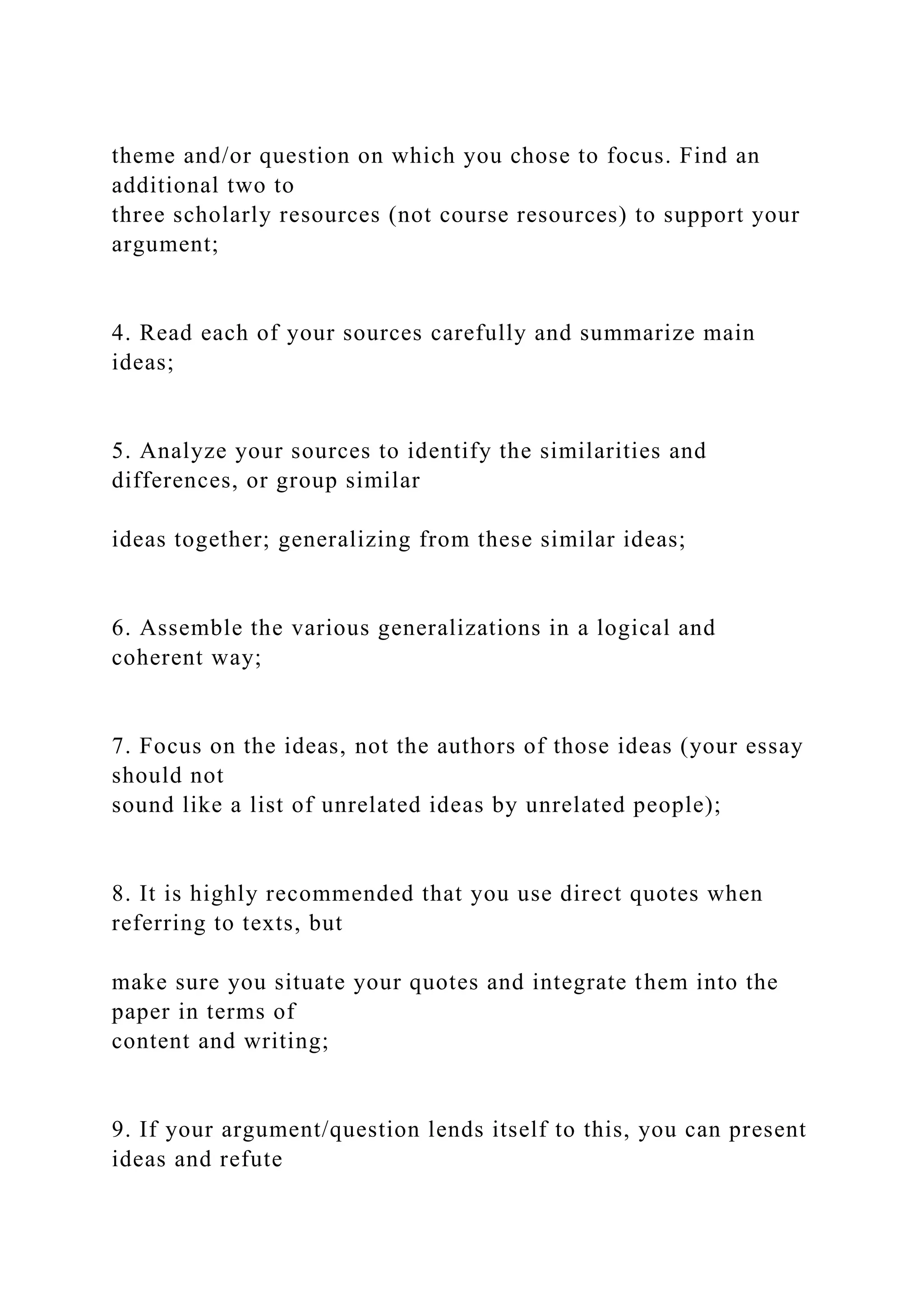 Synthesis Paper Guidelines Synthesis means putting ideas .docx ...