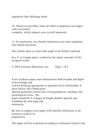Synthesis Paper Guidelines Synthesis means putting ideas .docx ...