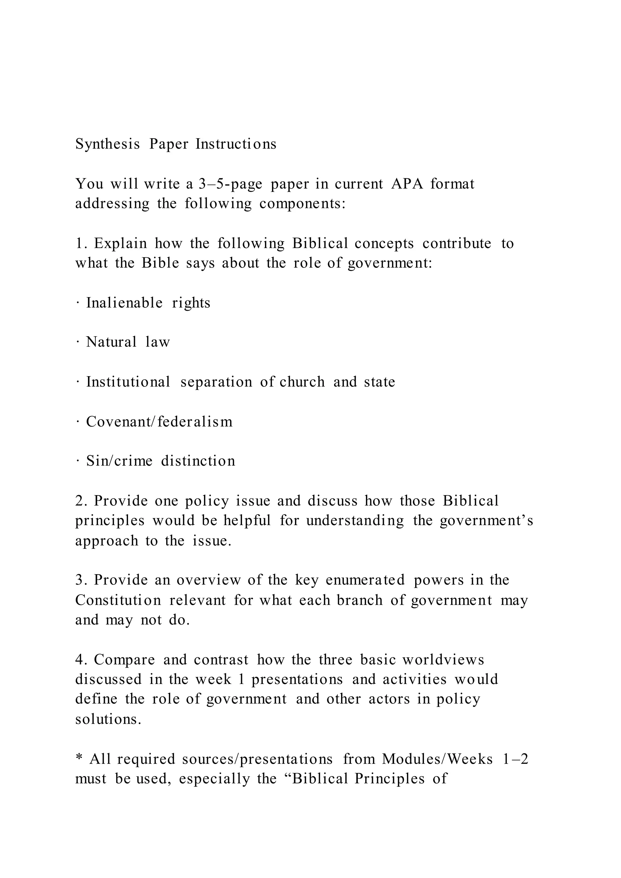 Synthesis Paper InstructionsYou will write a 3–5-page paper | DOCX