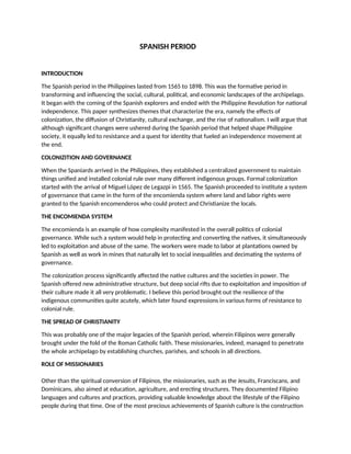 SYNTHESIS PAPER ON THE SPANISH PERIOD IN THE PHILIPPINES.docx