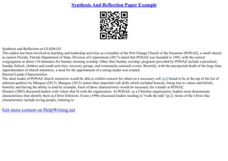 Synthesis Paper Sample | PPT