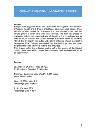 Synthesis report template 3 asperin | PDF