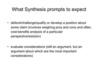 Synthesis vs. dbq | PPT