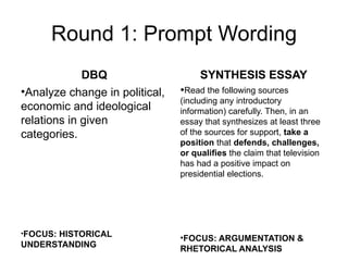 Synthesis vs. dbq | PPT