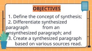 power point presentation about Synthesizing | PPTX