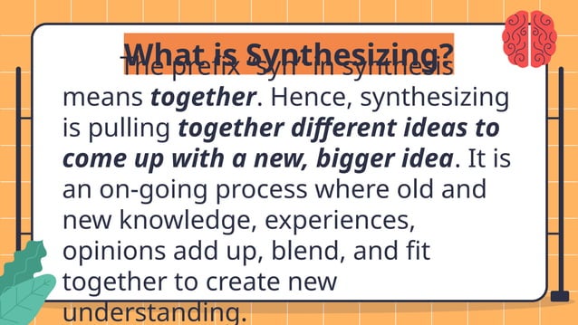 power point presentation about Synthesizing | PPTX