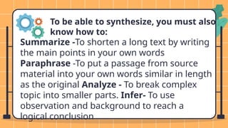 power point presentation about Synthesizing | PPTX