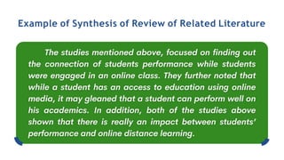 Synthesizing Review of Related Literature | PPTX | Educational ...