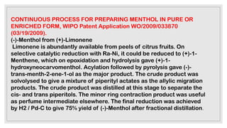 Natural & Synthetic menthol Databases | PDF
