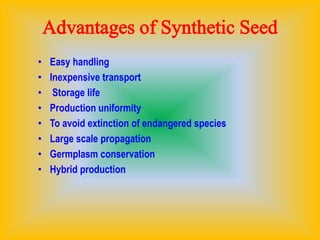 SYNTHETIC-SEED Tissue culture methods BSc Botany pdf | PPT | Free Download