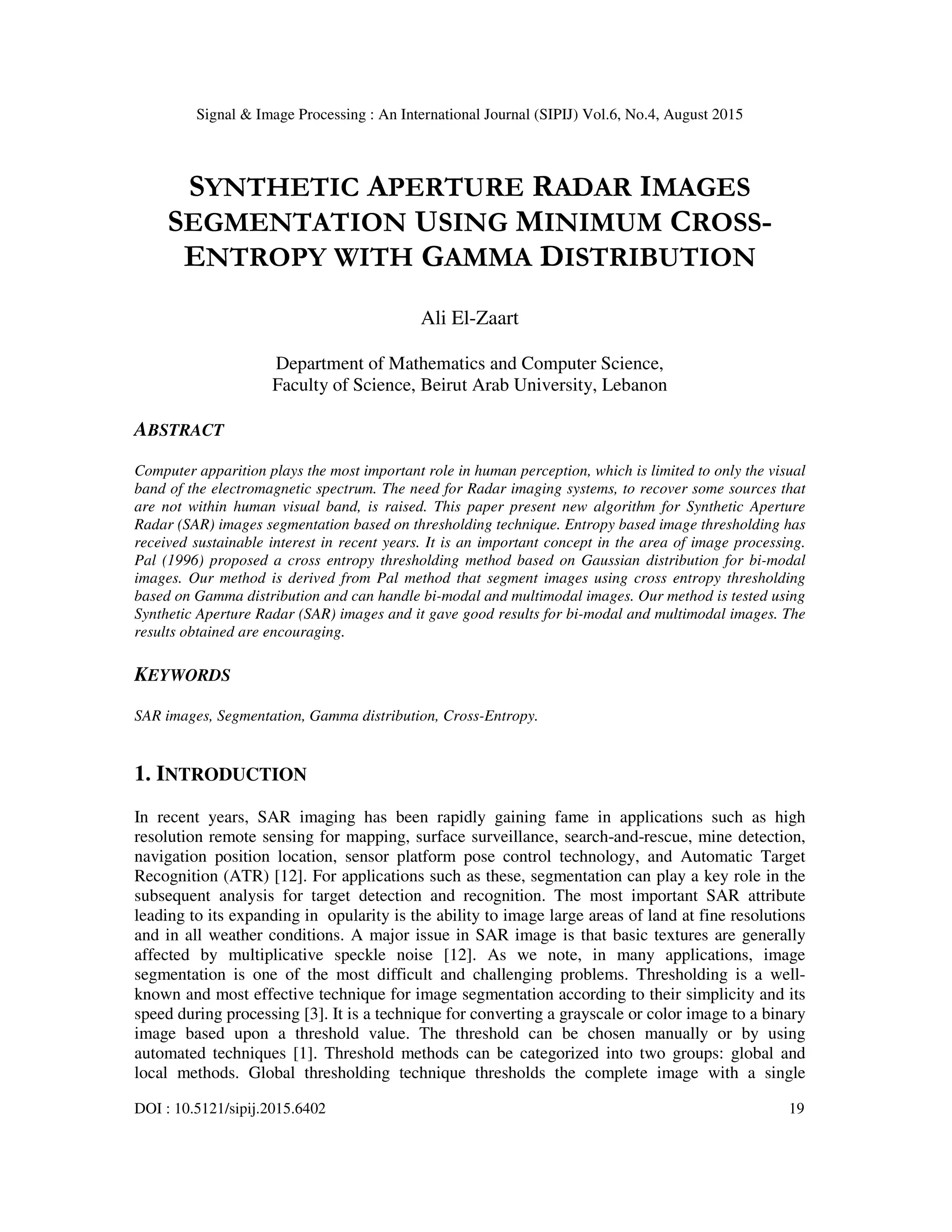 Synthetic aperture radar images | PDF