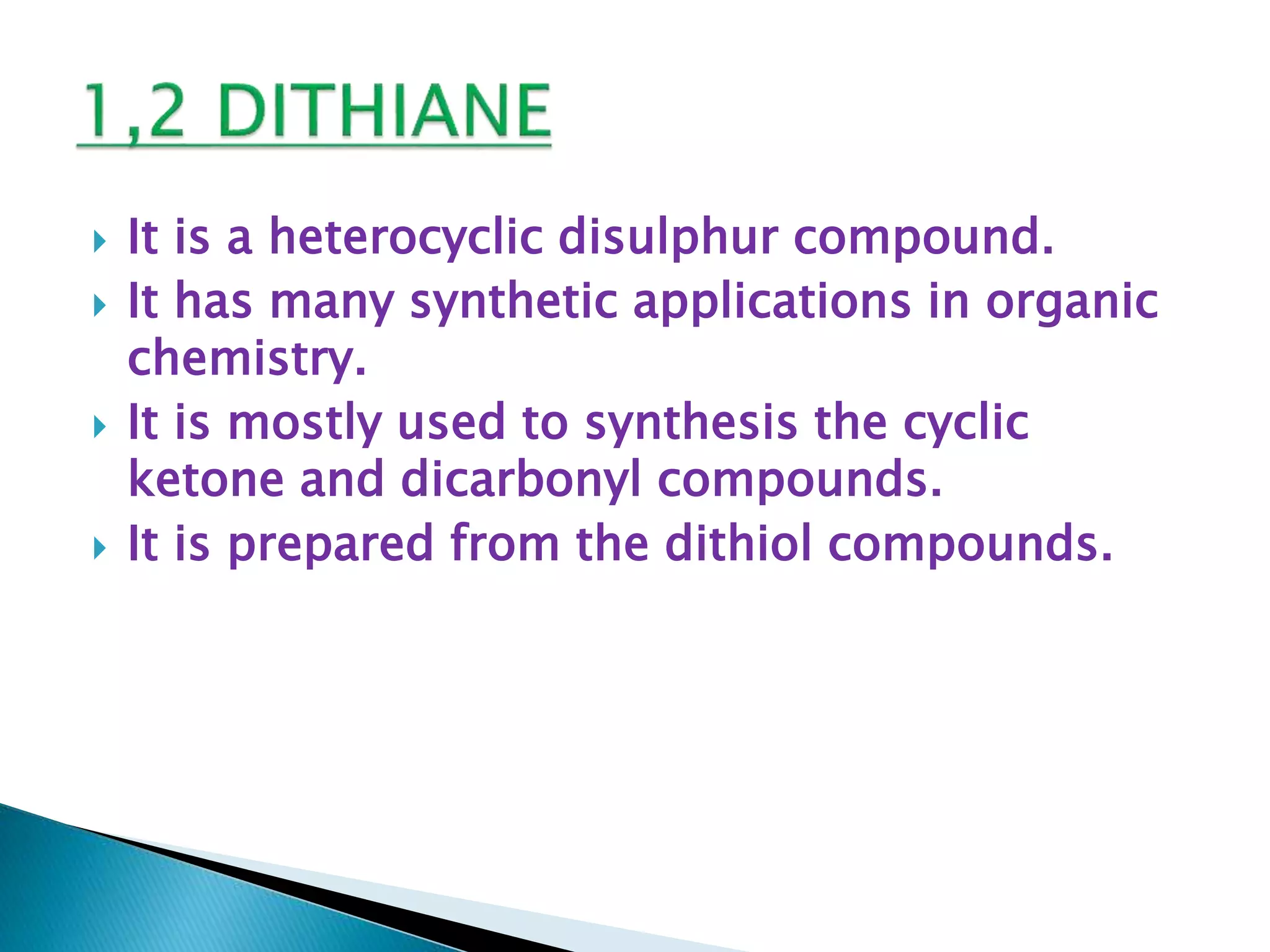 Synthetic applications of 1,2 dithiane. | PPTX