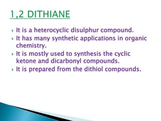 Synthetic applications of 1,2 dithiane. | PPTX