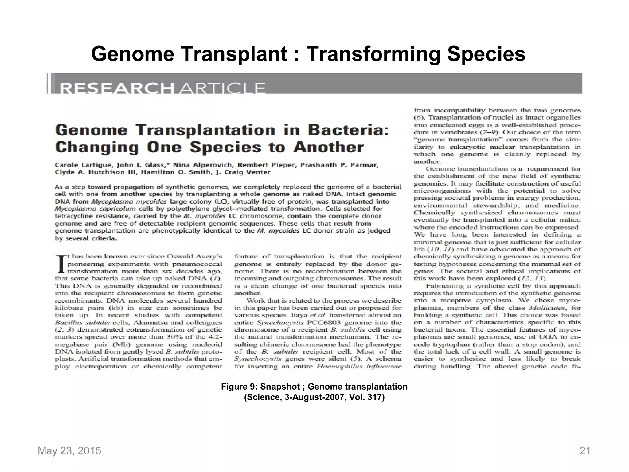 Synthetic biology: Concepts and Applications | PPT