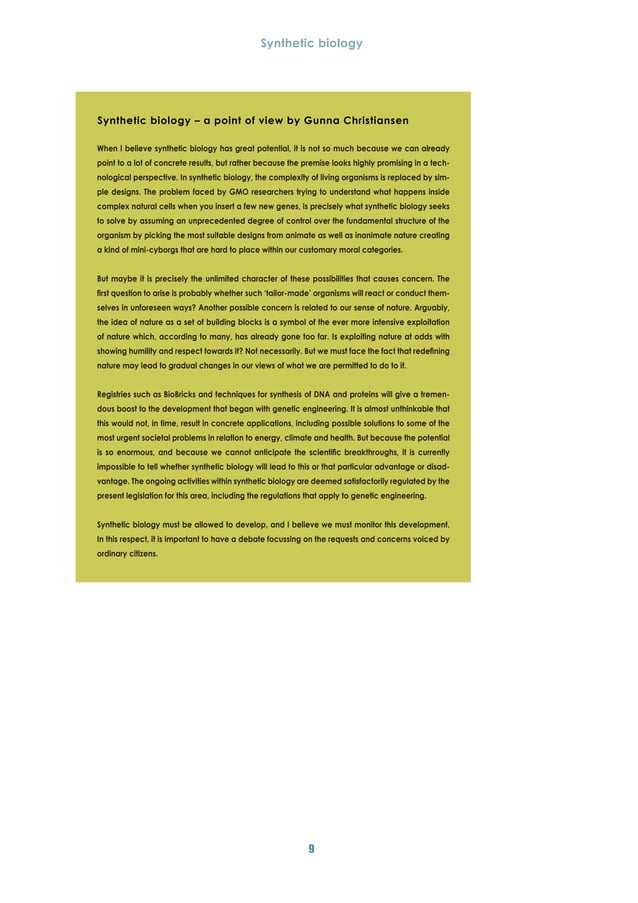 Synthetic biology a discussion paper | PDF | Biotech and Biomedical Industry | Industries