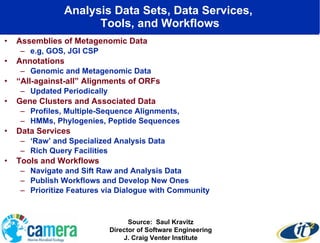 Building a Community Cyberinfrastructure to Support Marine Microbial Ecology Metagenomics | PPT