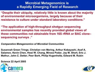 Building a Community Cyberinfrastructure to Support Marine Microbial Ecology Metagenomics | PPT