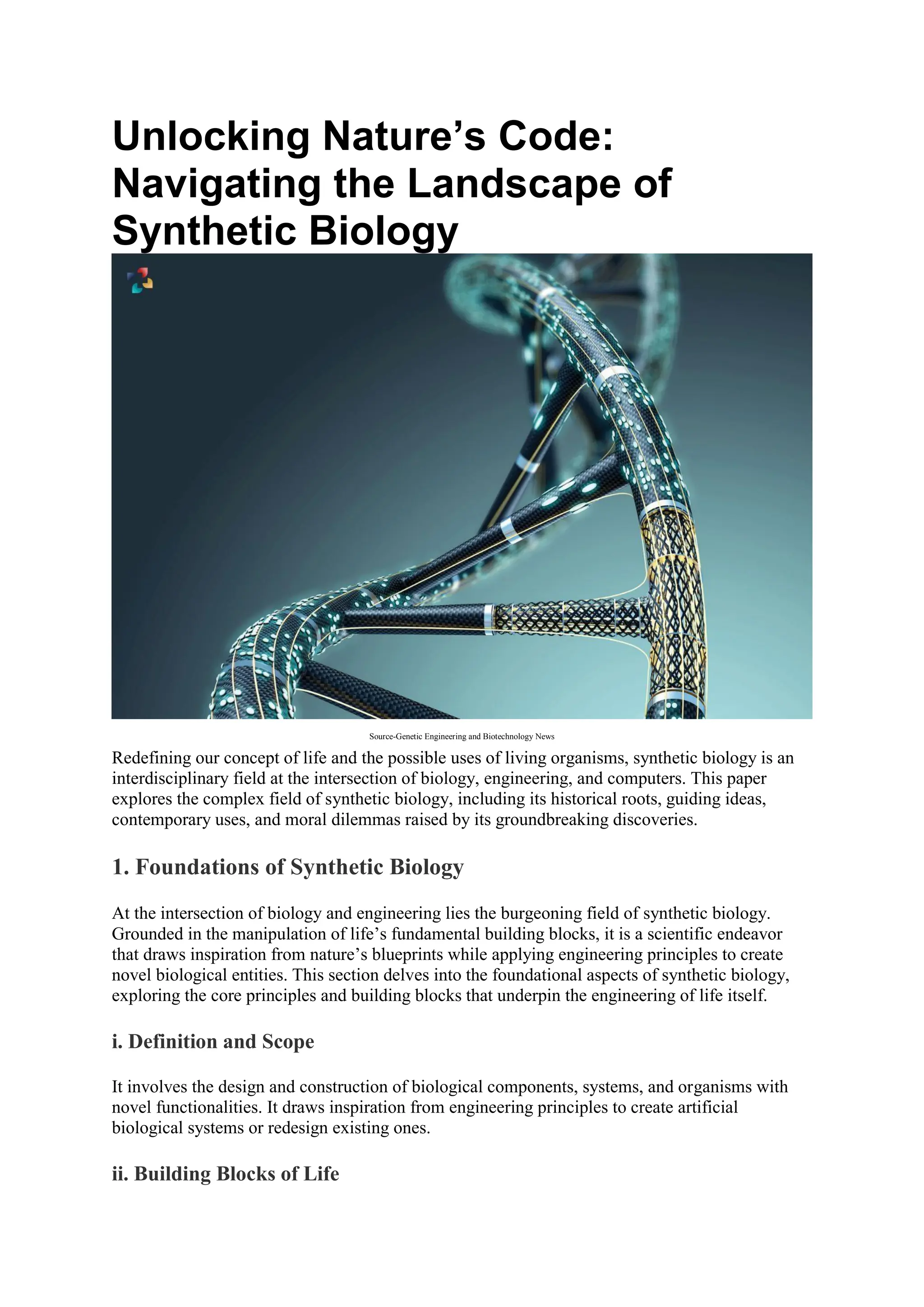 Synthetic Biology: Foundations, Tools, Techniques, Challenges and ...