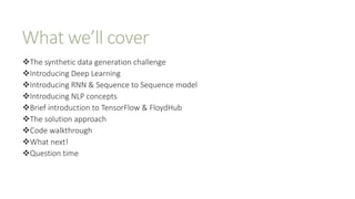 Synthetic dialogue generation with Deep Learning | PPT